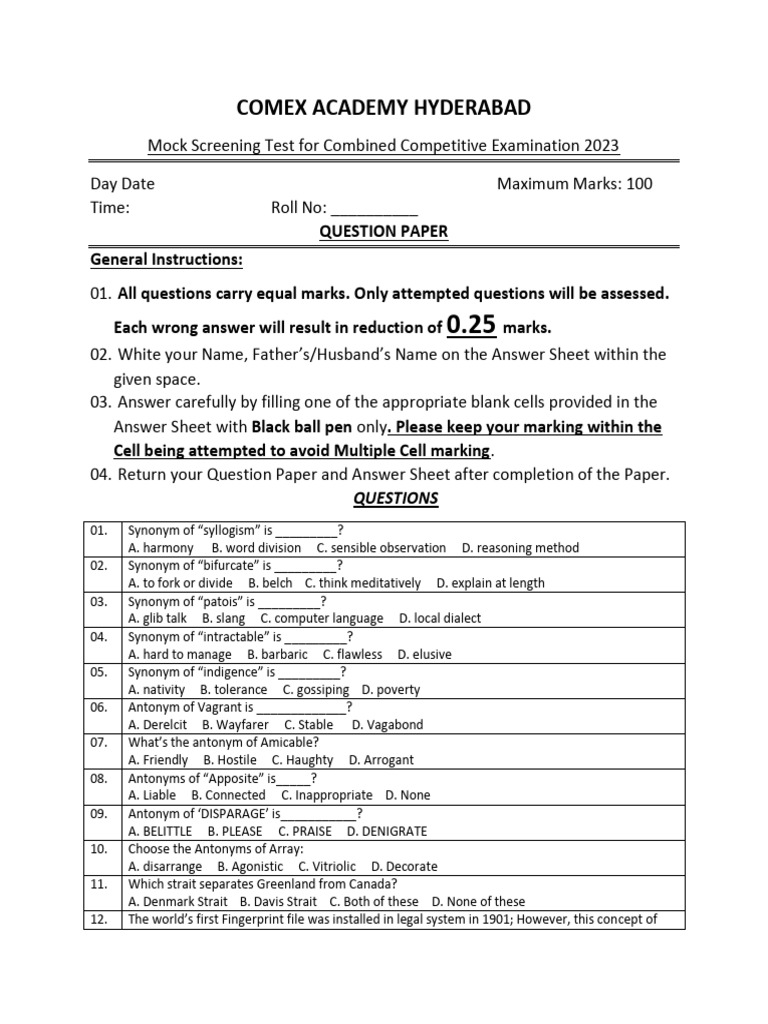 Cce Mock 5 Comex | PDF