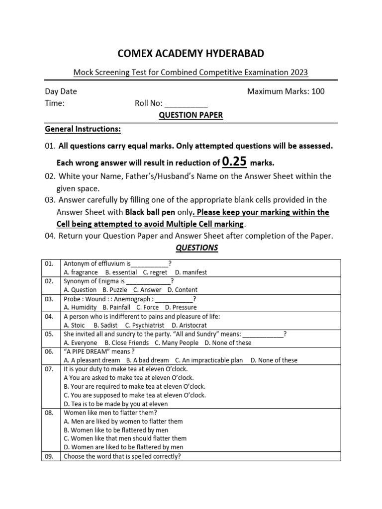Cce Mock 4 Comex | PDF