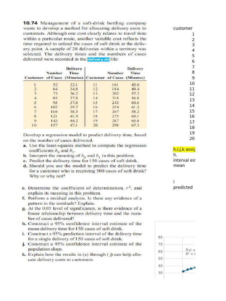 Customer 1 2 3 4 5 6 7 8 9 10 11 12 13 14 15 16 17 18 19 20 H, I, J, K Assignments H. Interval ...