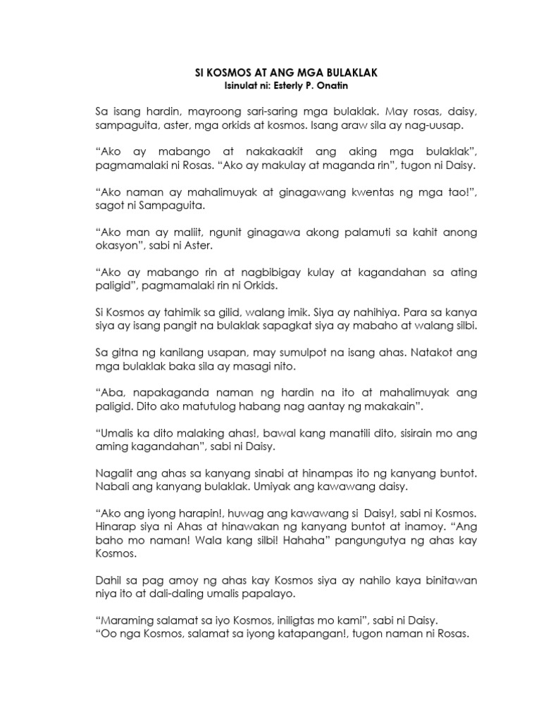 Si Kosmos at Ang Mga Bulaklak | PDF