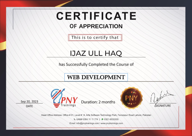 PNY Web Certificate | PDF