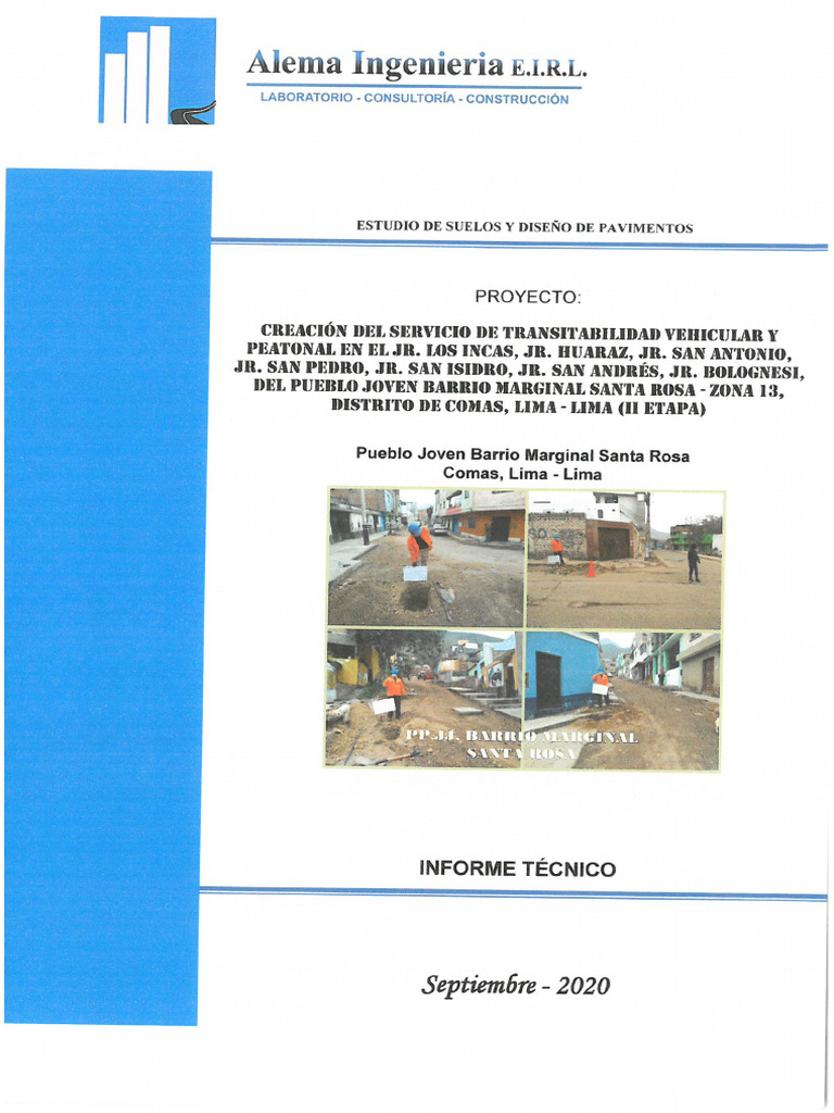 Estudio de Suelos - P.j.barrio Marginal Santa Rosa - Comas | PDF