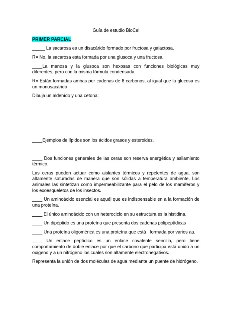 Guía de Estudio BioCel | PDF