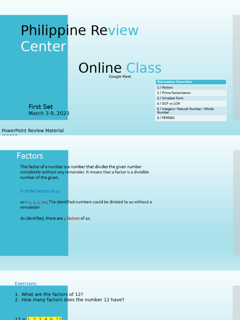 PRC Online Class Material - First Set | PDF