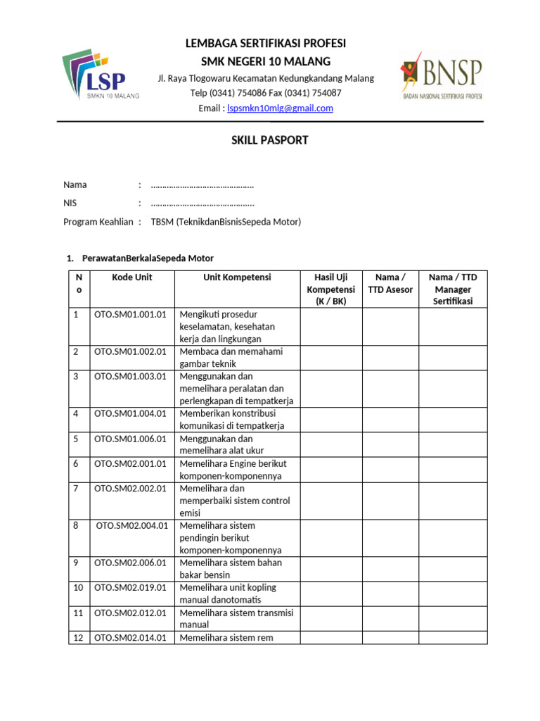 Skillpasport TBSM | PDF
