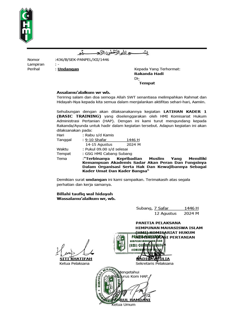 Surat Undangan Rakanda Hadi-1 | PDF