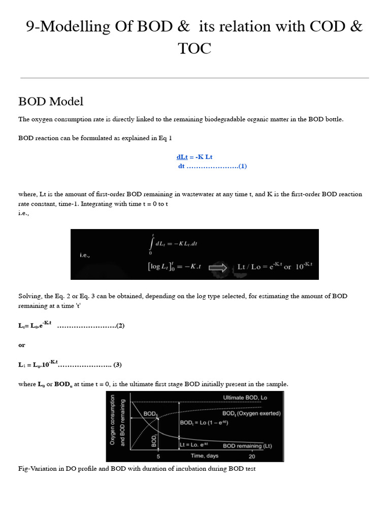 9-Modelling of BOD & Its Relation With COD & TOC | PDF | Biodegradation ...
