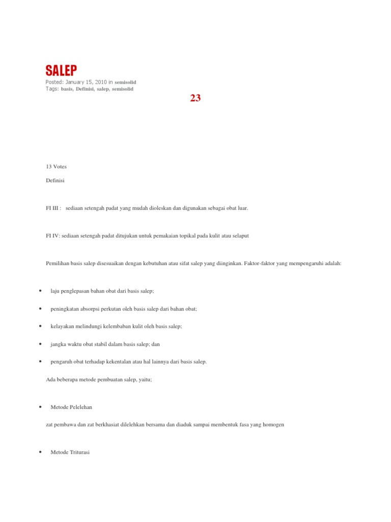 Panduan Lengkap Basis Salep | PDF