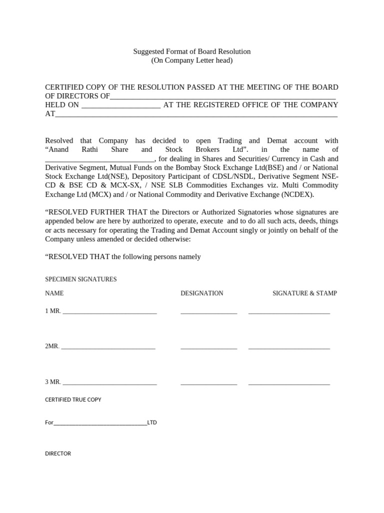 BRD Resolution - New | PDF