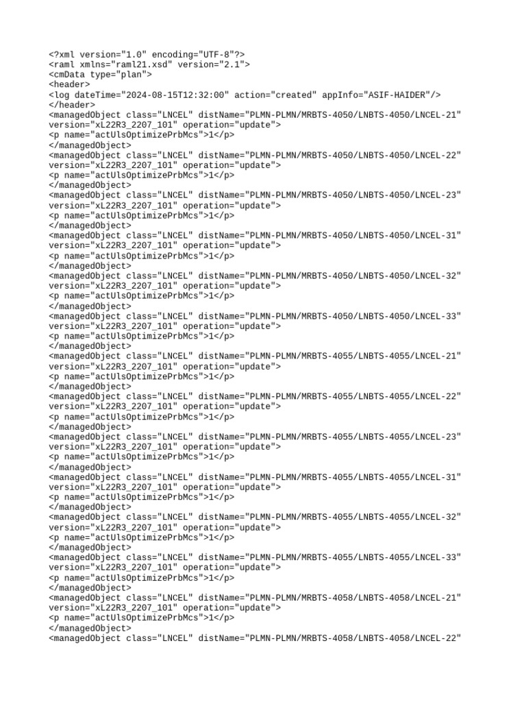 Configuration SCF MRBTS-21298 021298 TANI ASLI 4G 20240113-1415 | PDF