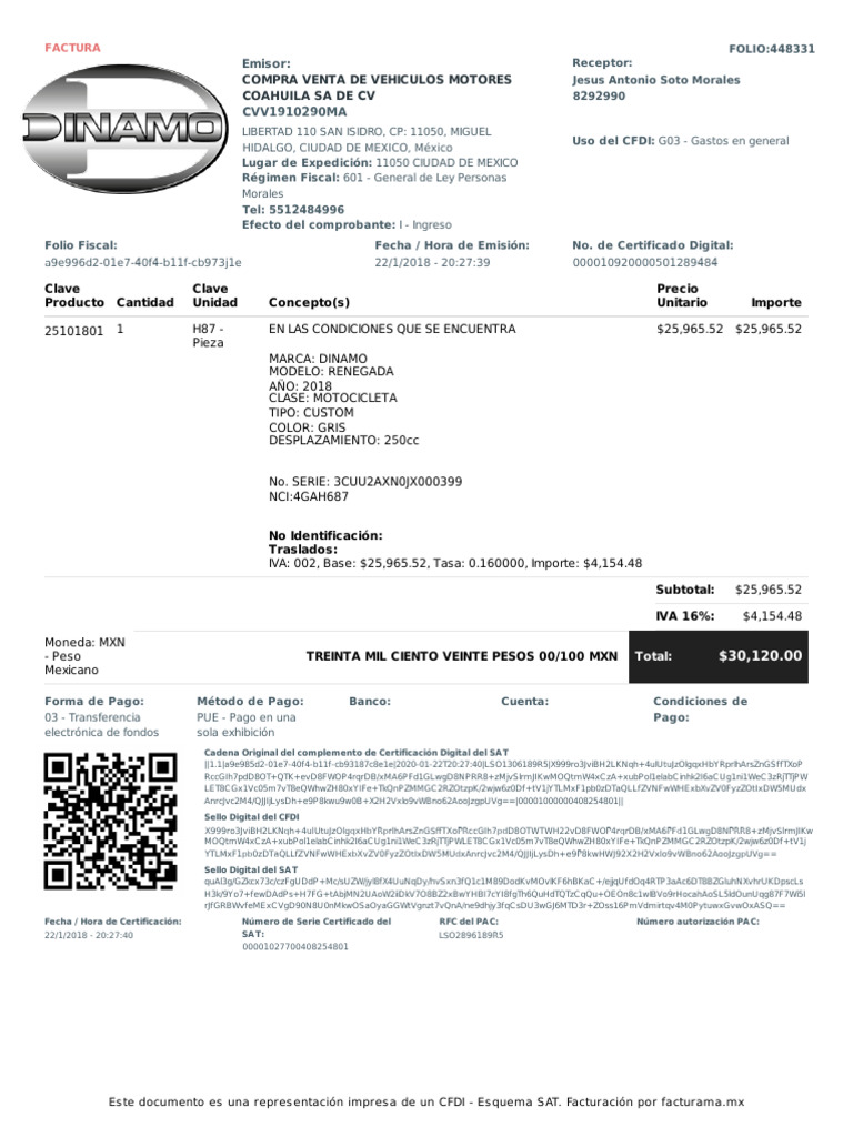 Factura Dinamo | PDF