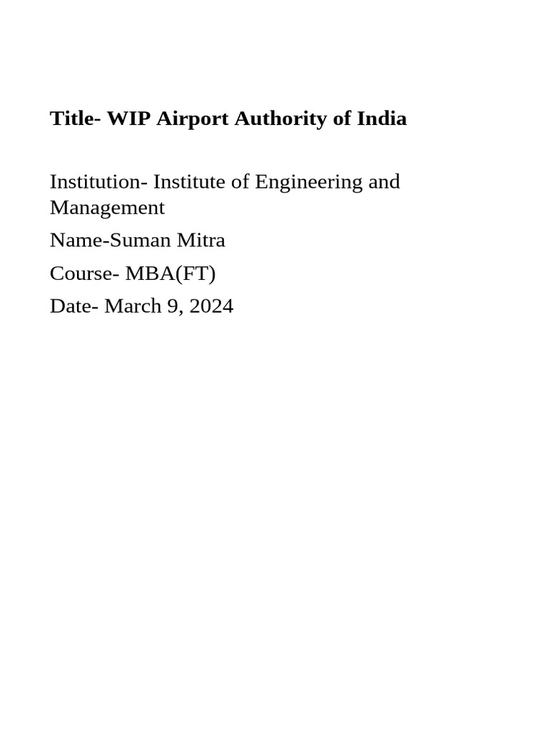 Title - WIP Airport Authority of India | PDF