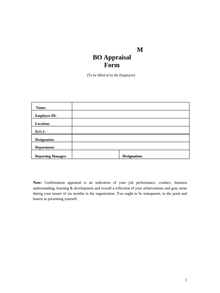 MBO Appraisal Form | PDF