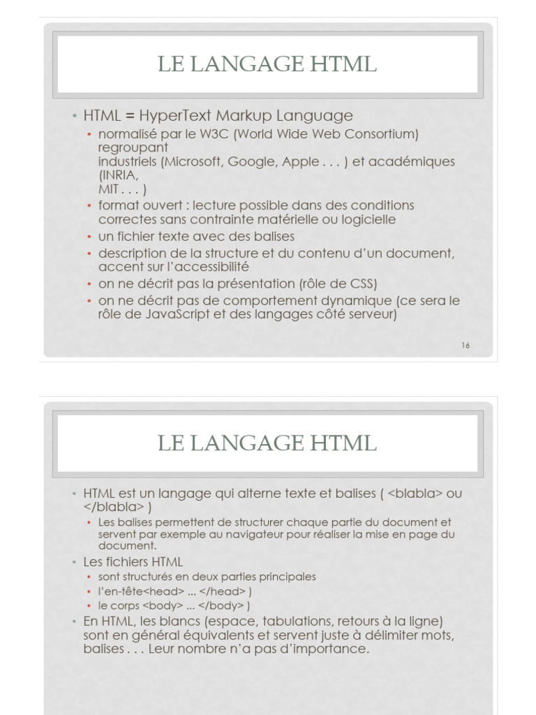 Langage HTML | PDF