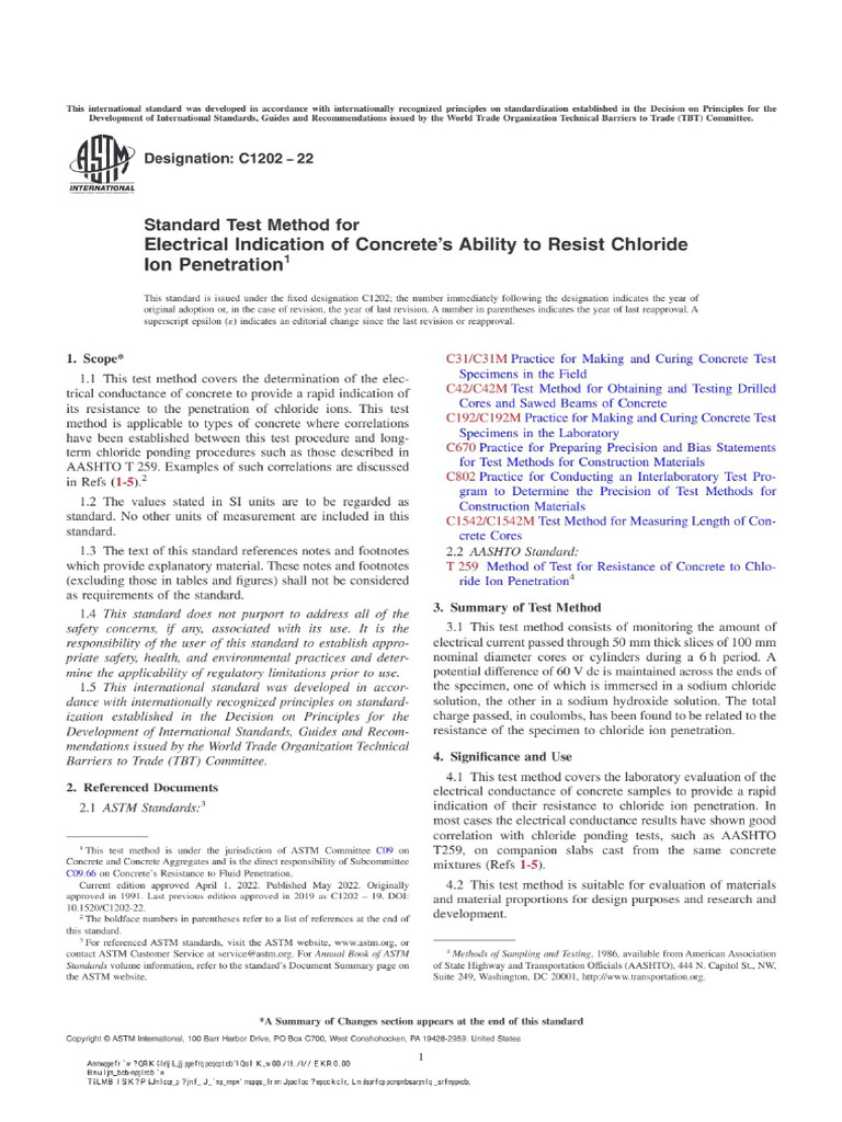 Astm C 1202-2022 | PDF