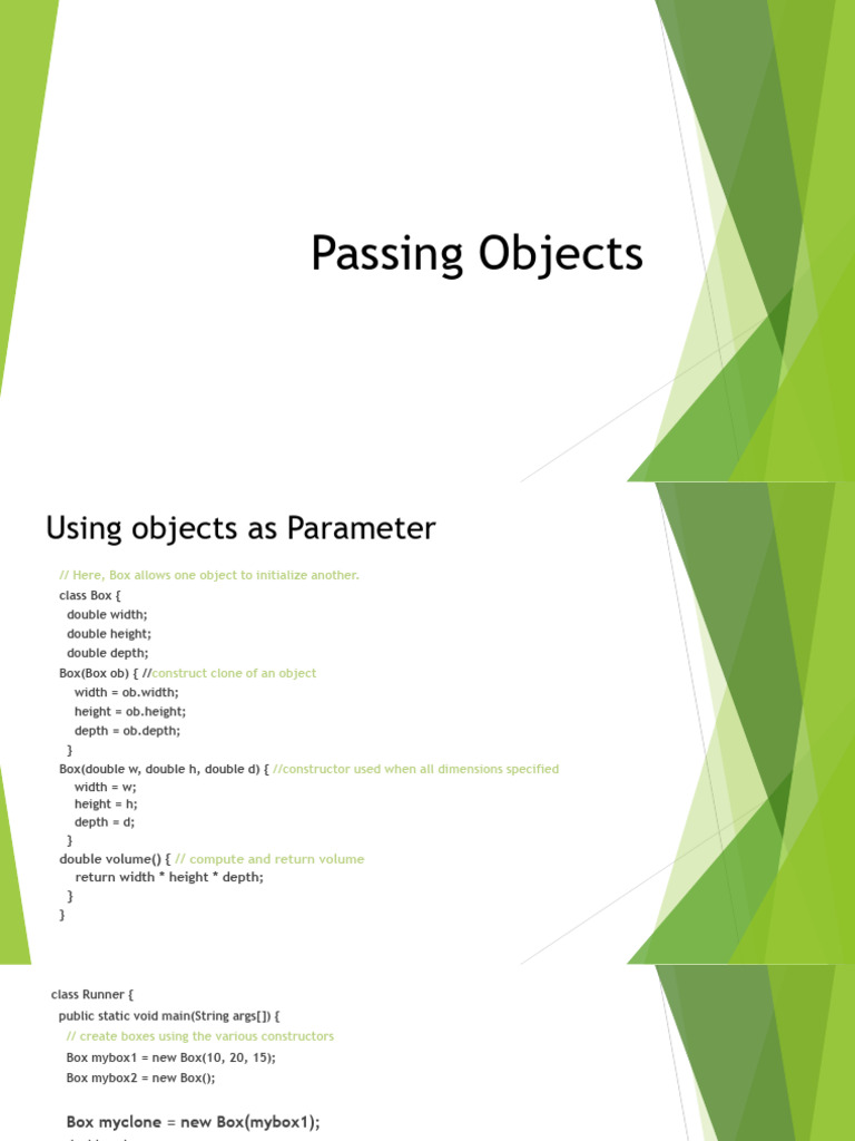 Lecture 5 - Passing Objects | PDF Lecture 5 - Passing Objects | PDF