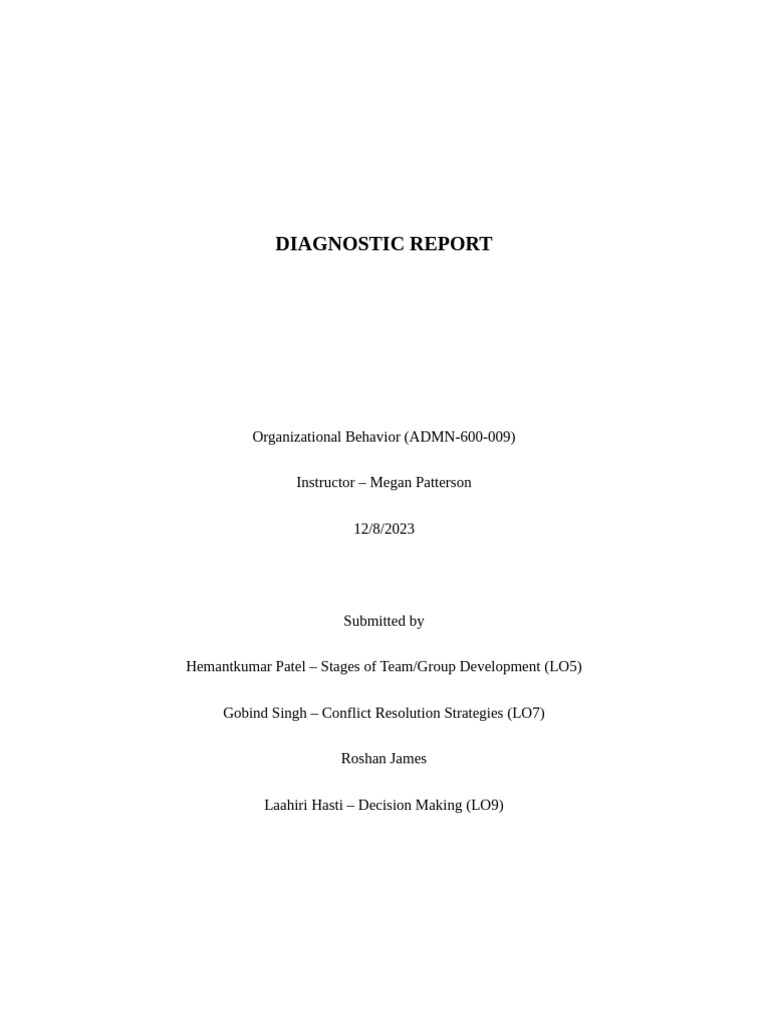 OB Diagnosis Report - Group 3 Final Updated | PDF