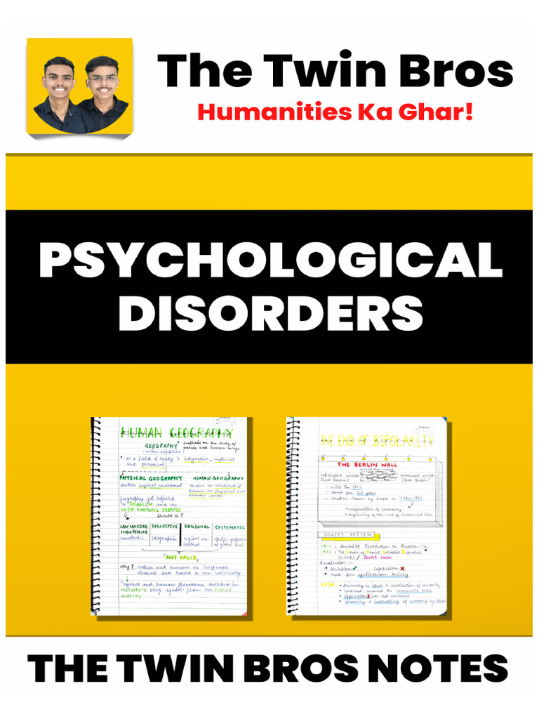 Psychological Disorders Notes by The Twin Bros | PDF