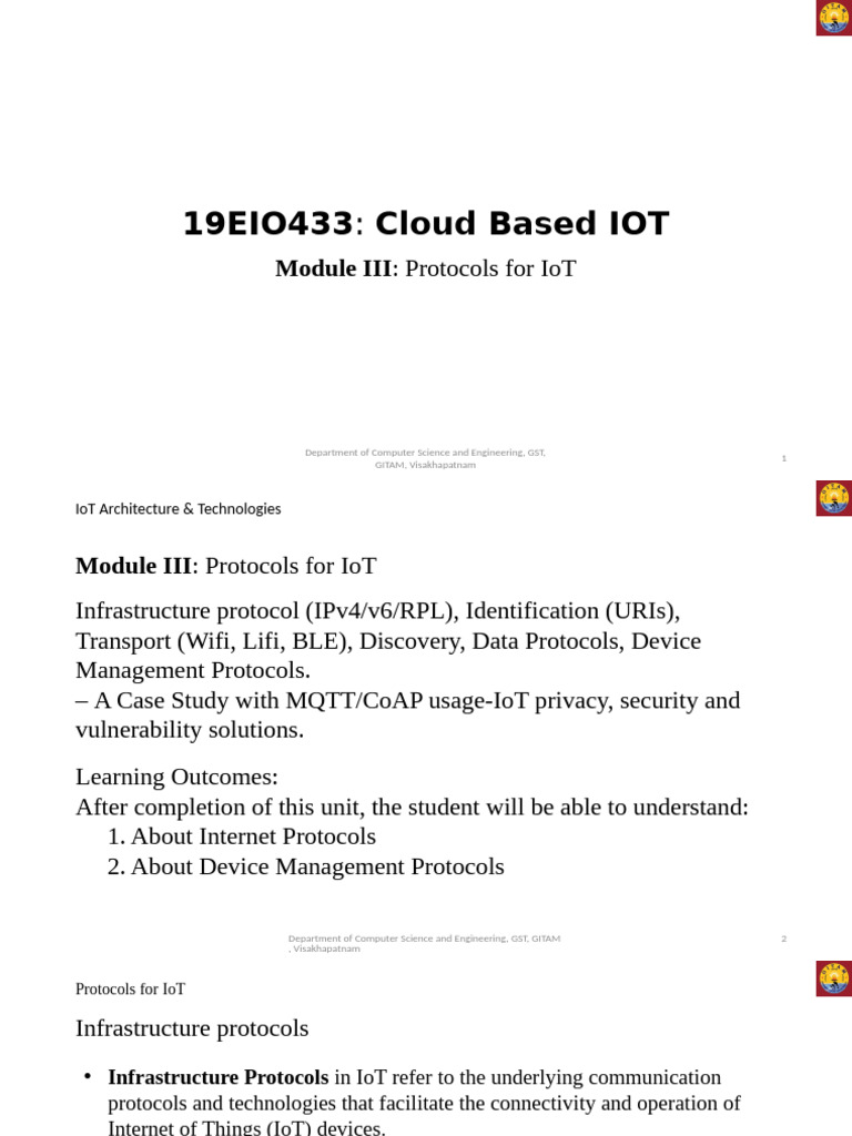 Module 3 - Protocols For IoT | PDF