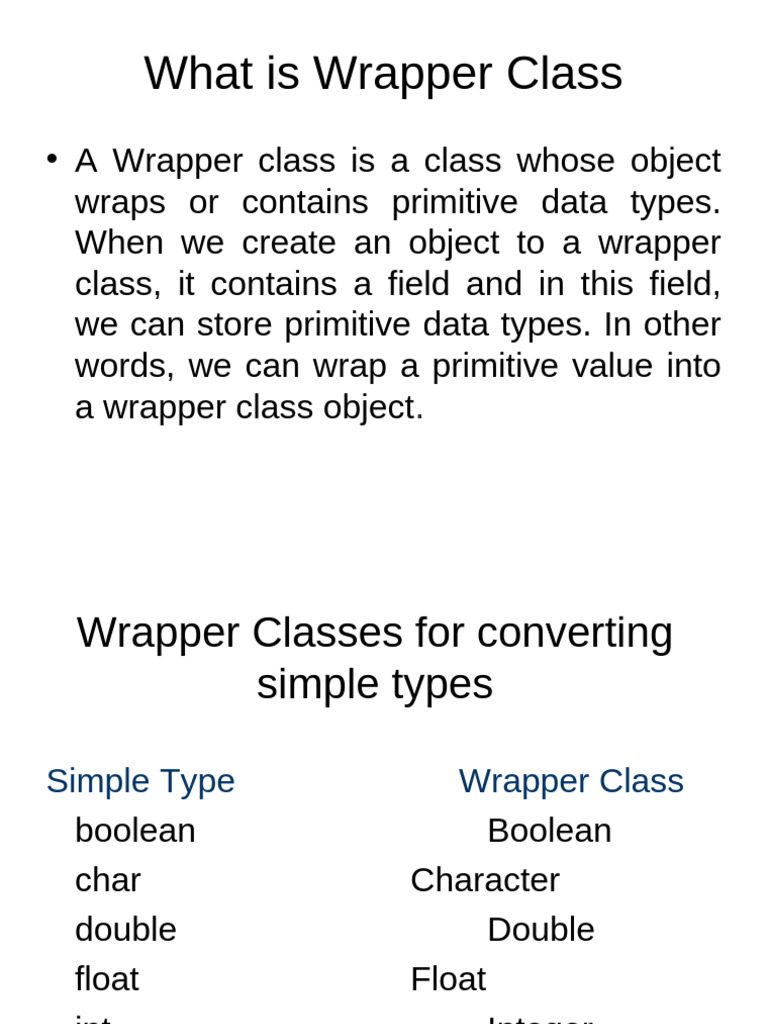 Wrapper Classes | PDF Wrapper Classes | PDF