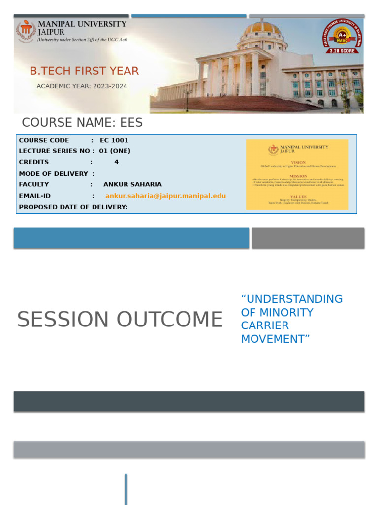 B.Tech First Year: Course Name: Ees | PDF