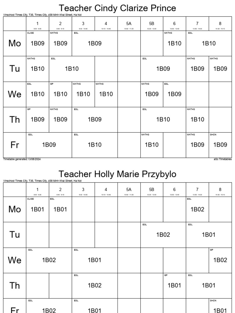 Timetable Teachers v2 | PDF