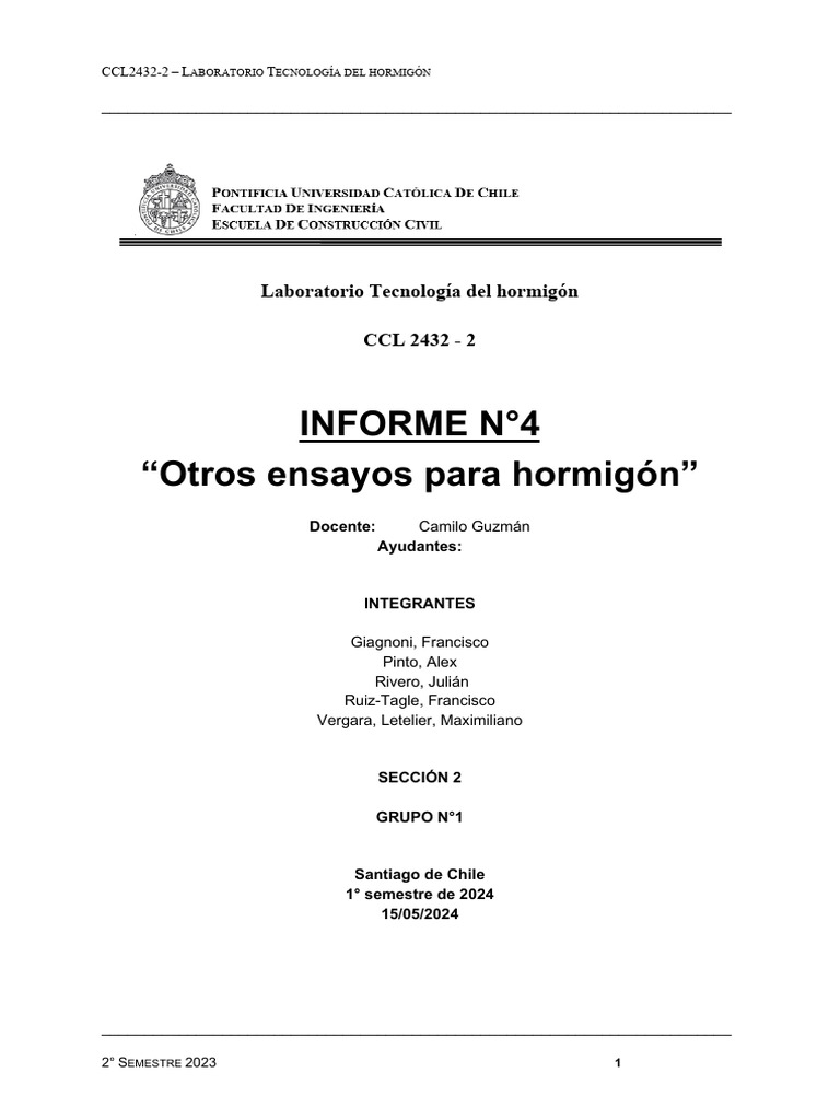 Informe N°4 Hormigon | PDF