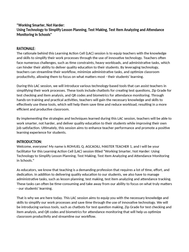 Working Smarter - Not Harder | PDF