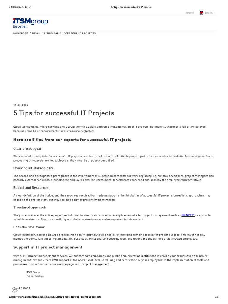 5 Tips For Successful IT Projects | PDF