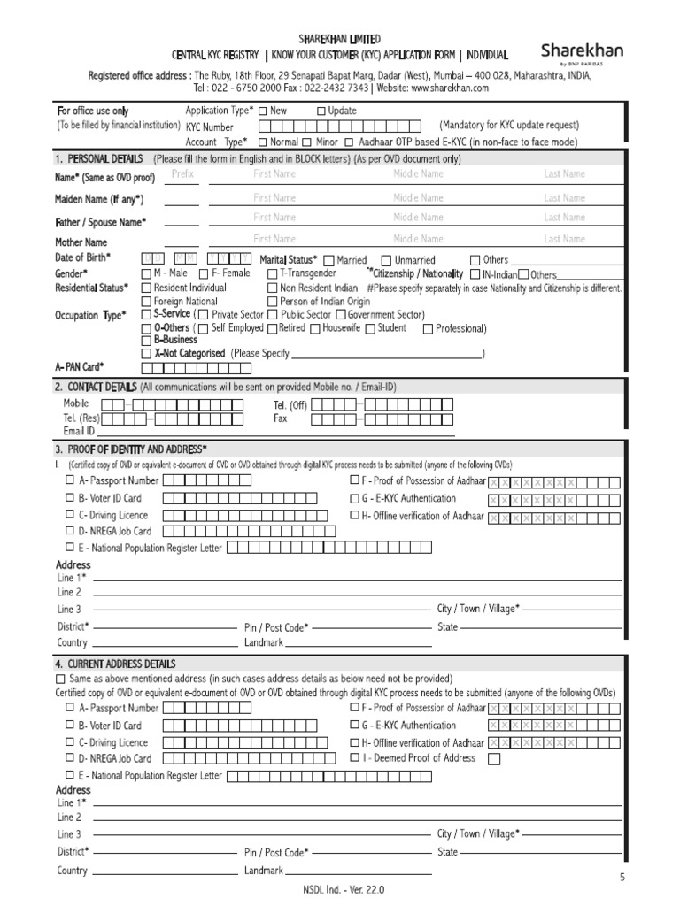Individual CKYC Revised Version - 22.0 | PDF
