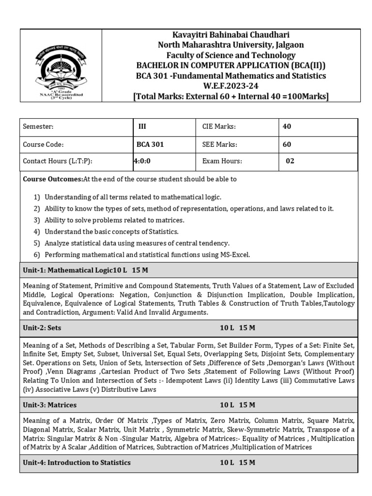 2023 24 S Y B C A Syllabus Semester Iii And Iv Pdf