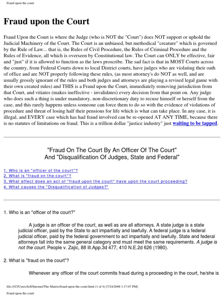 Understanding Fraud Upon the Court | PDF | Law