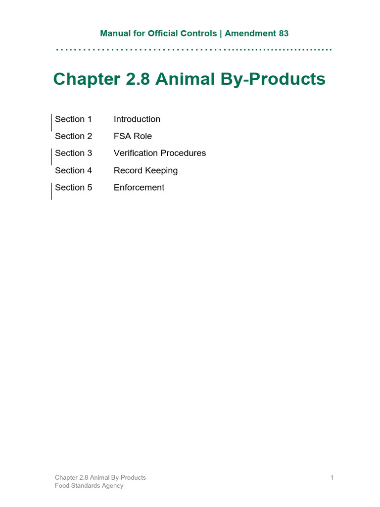 Chapter 2.8 Animal By-Products - DA PROCITAM | PDF