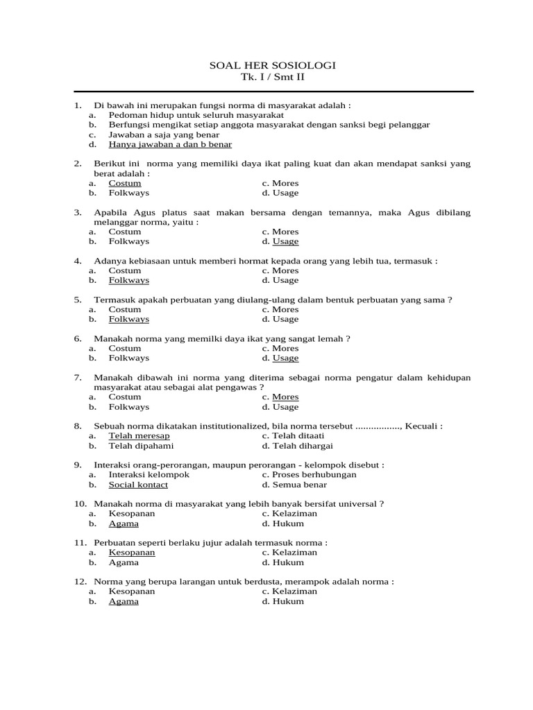 Soal Her Sosiologi 2005 | PDF