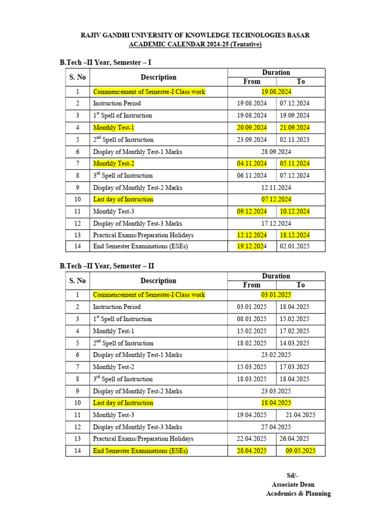Academic Calendar - AY 2024-25 - E2 - 20240816 | PDF