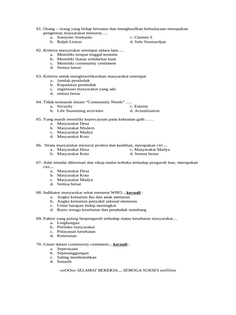 Soal Sosiologi UTS | PDF