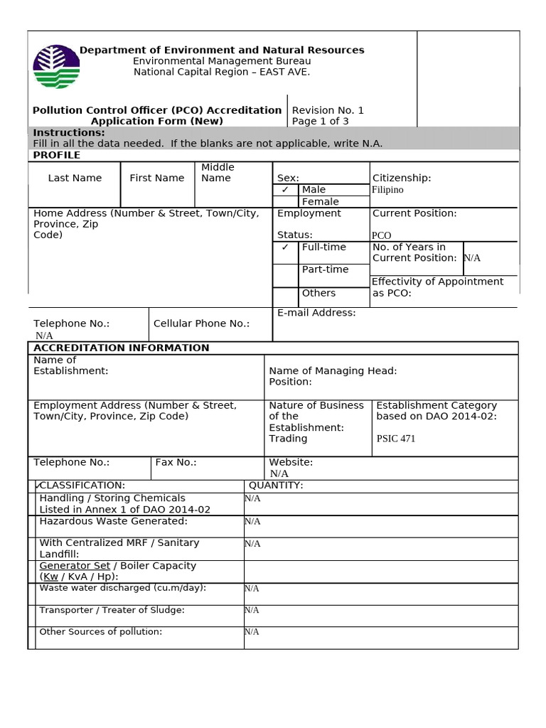 PCO Accreditation Application Form | PDF