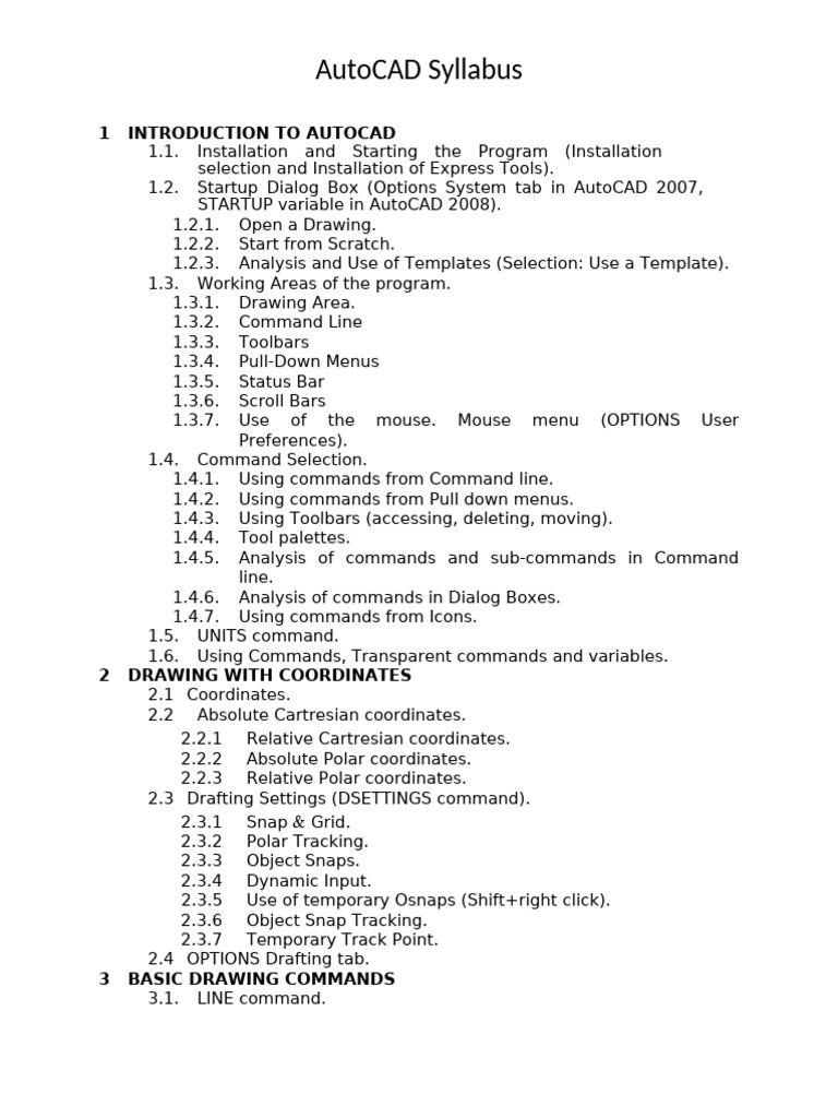AutoCAD Syllabus | PDF