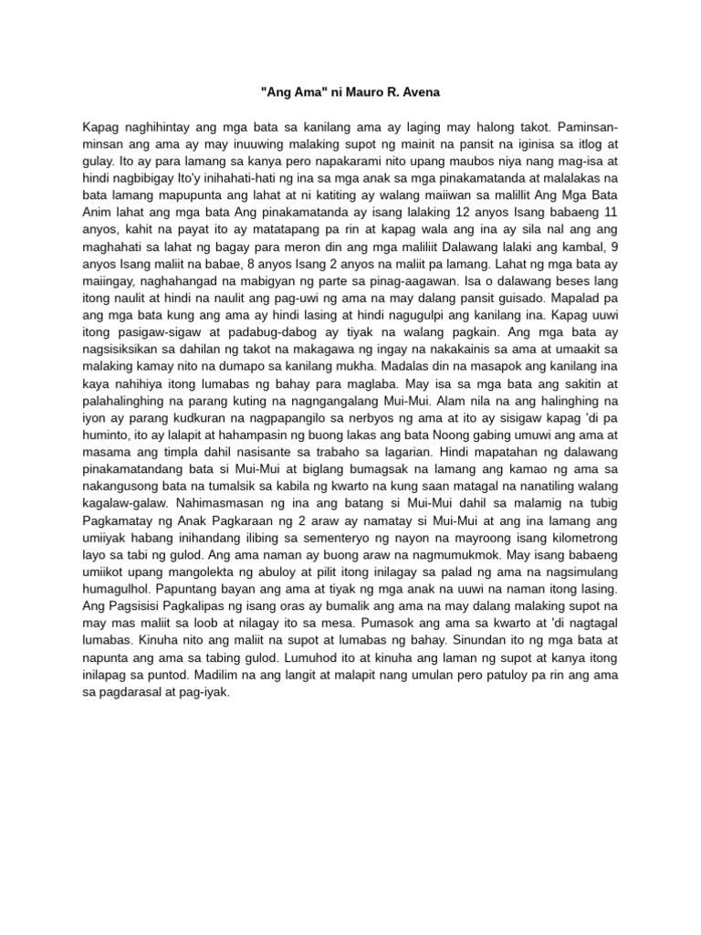 Ang Ama Maikling Kwento | PDF Ang Ama Maikling Kwento | PDF