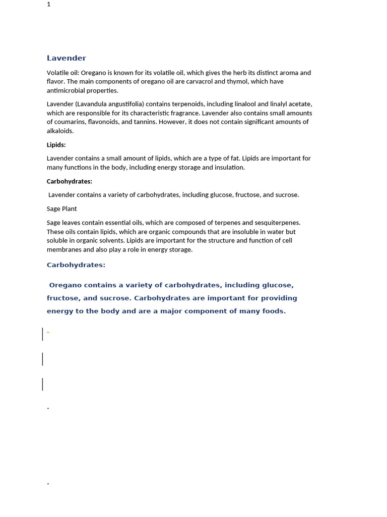 Zain Ul Abideen Biochemistry Assignment Family Lamiaceae | PDF | Lavandula | Wellness