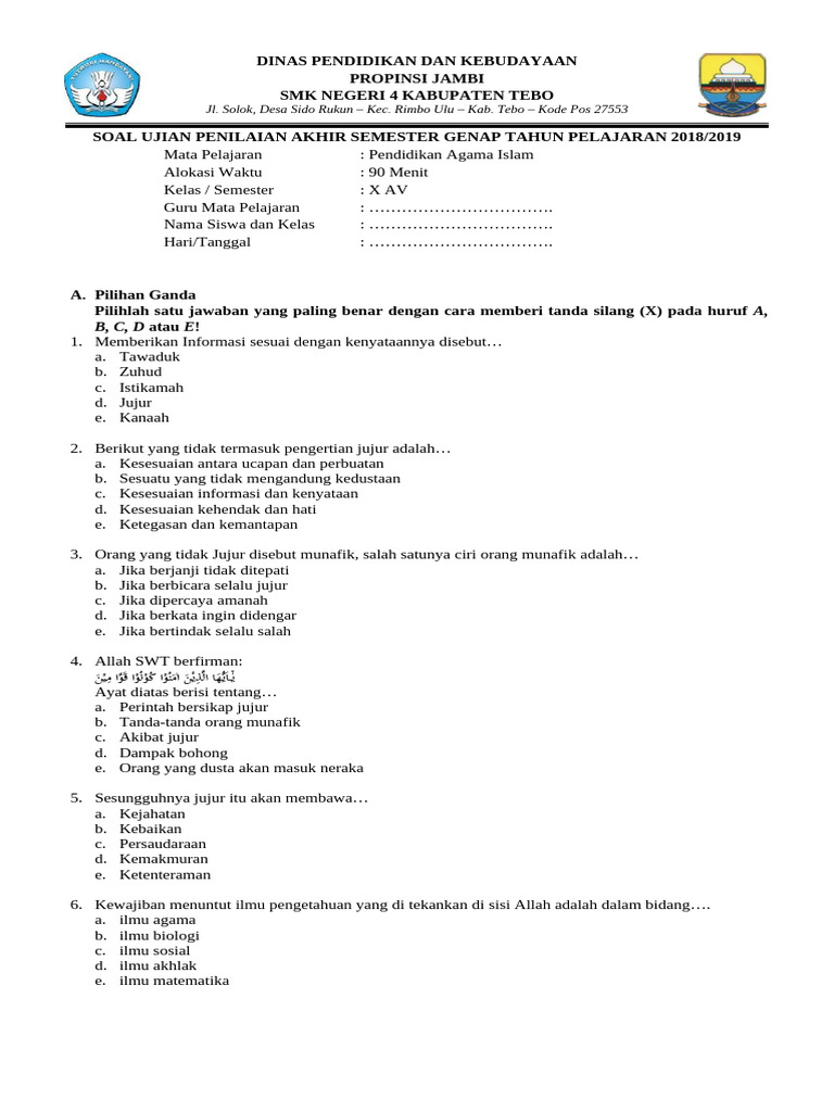 Soal Agama X Ok | PDF