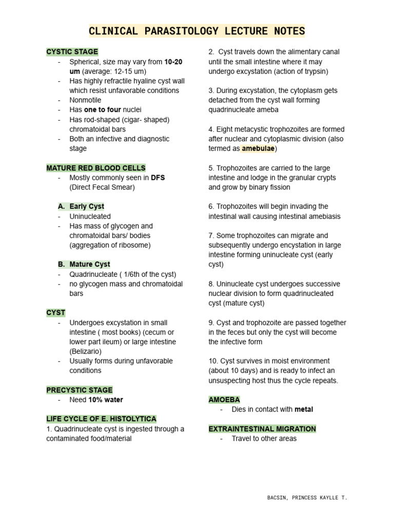 Parasitology Notes | PDF