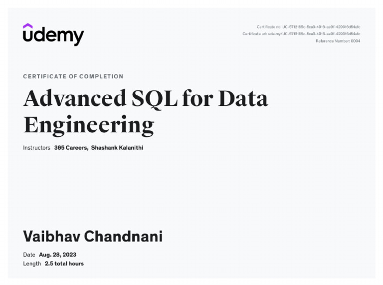 Advance SQL Certificate | PDF