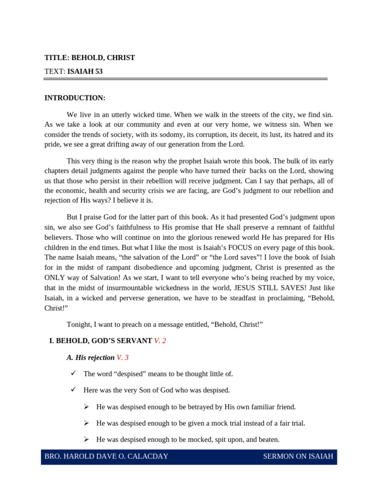 Behold, Christ | PDF | Jesus | History