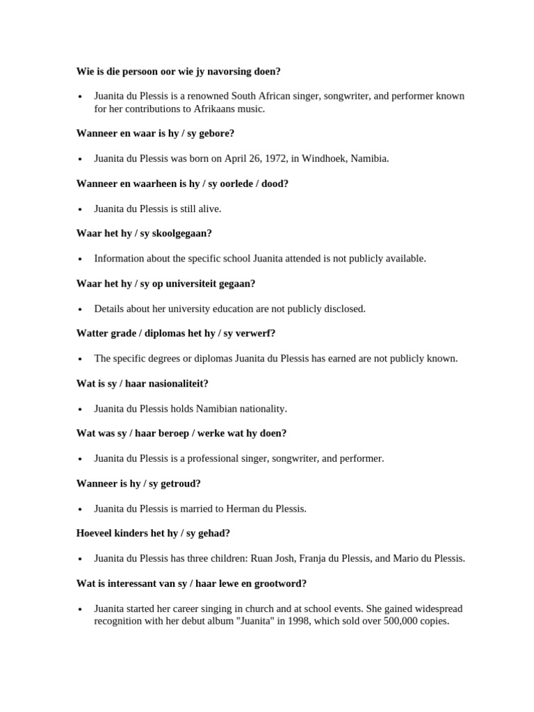 Wie Is Die Persoon Oor Wie Jy Navorsing Doen | PDF