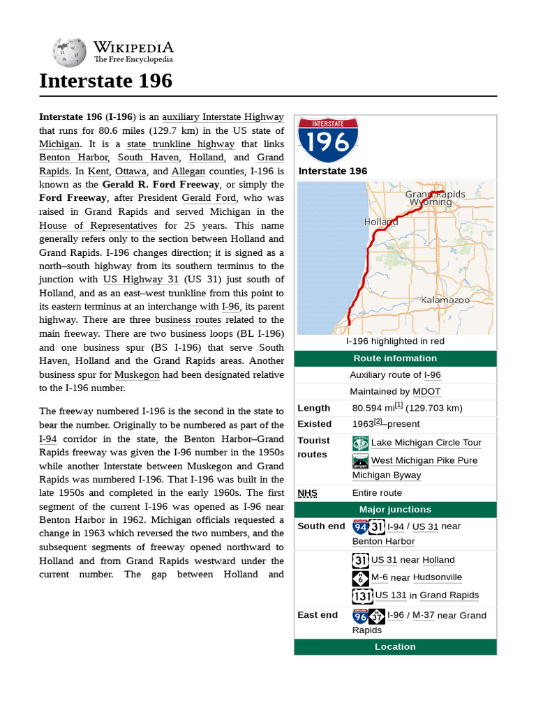 Interstate 196 | PDF