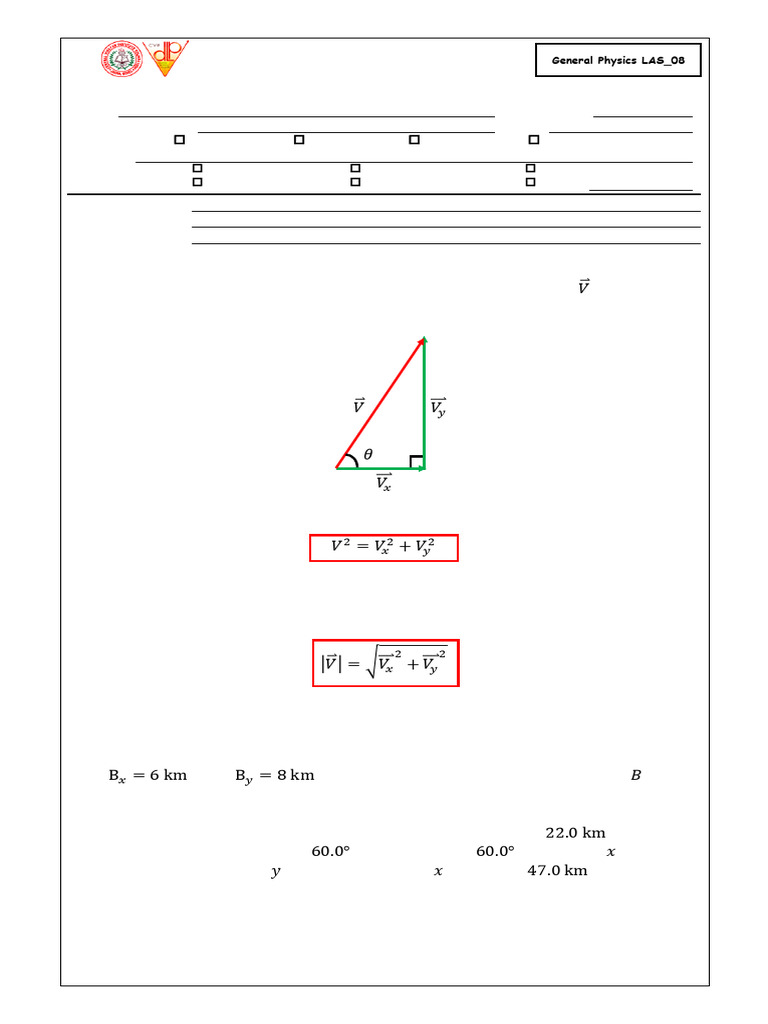 Gen Physics 1 LAS 8 Adding Components of a 2D Vector | PDF