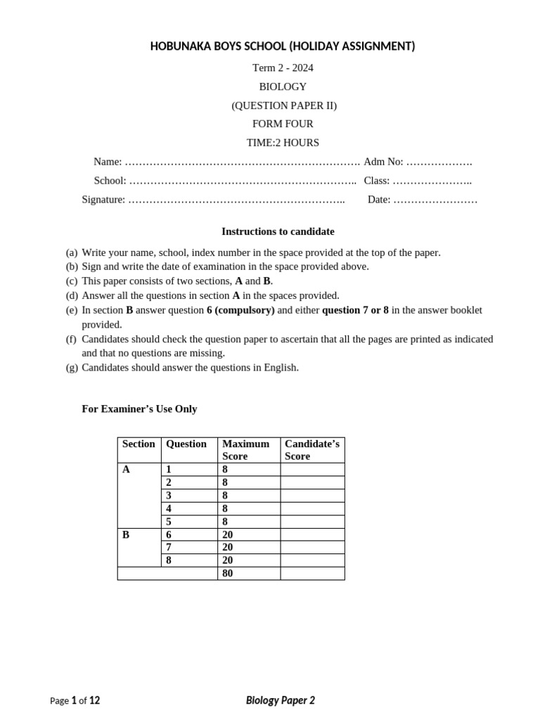 Form 4 Bio | PDF