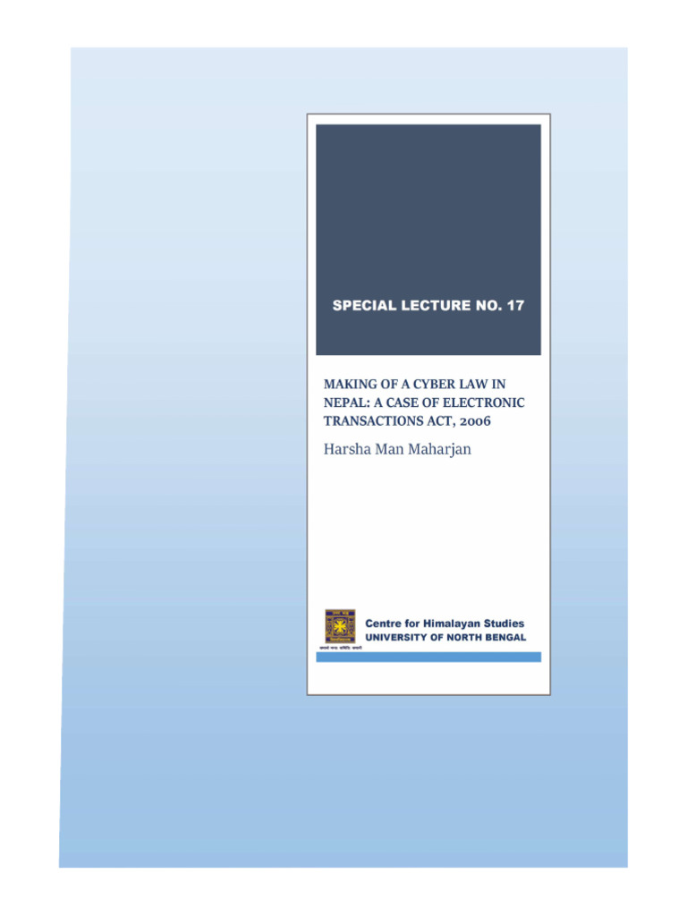Makingof A Cyber Law in Nepal A Case of Electronic Transactions Act ...