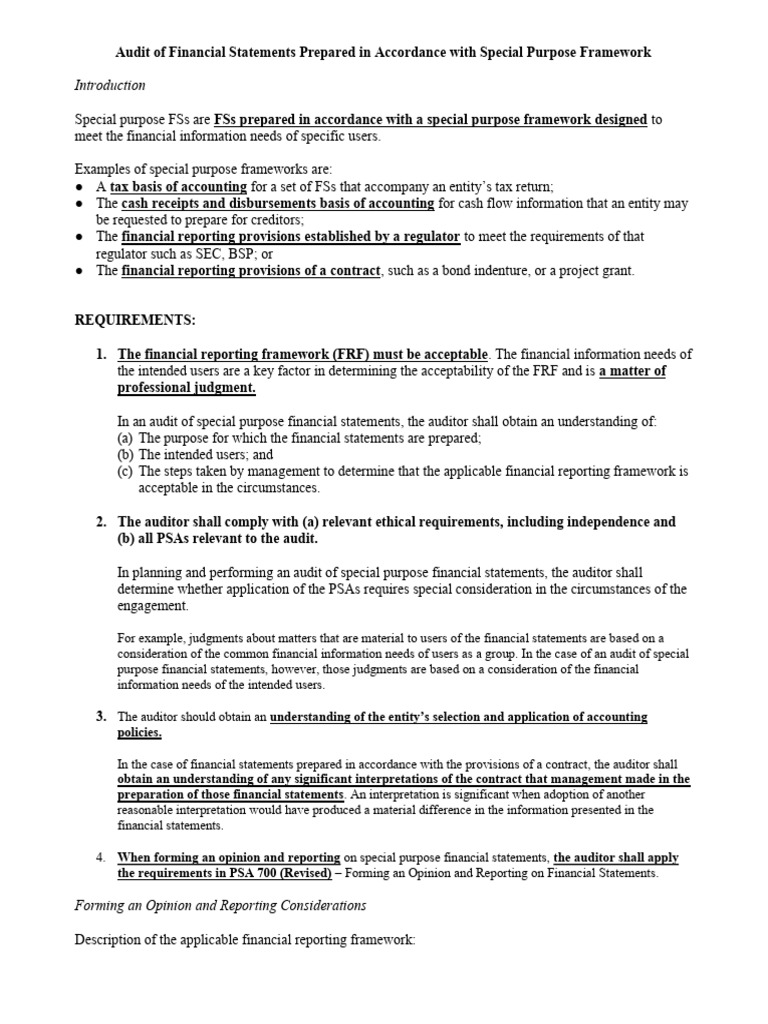 At Special Purpose Audit Engagement | PDF